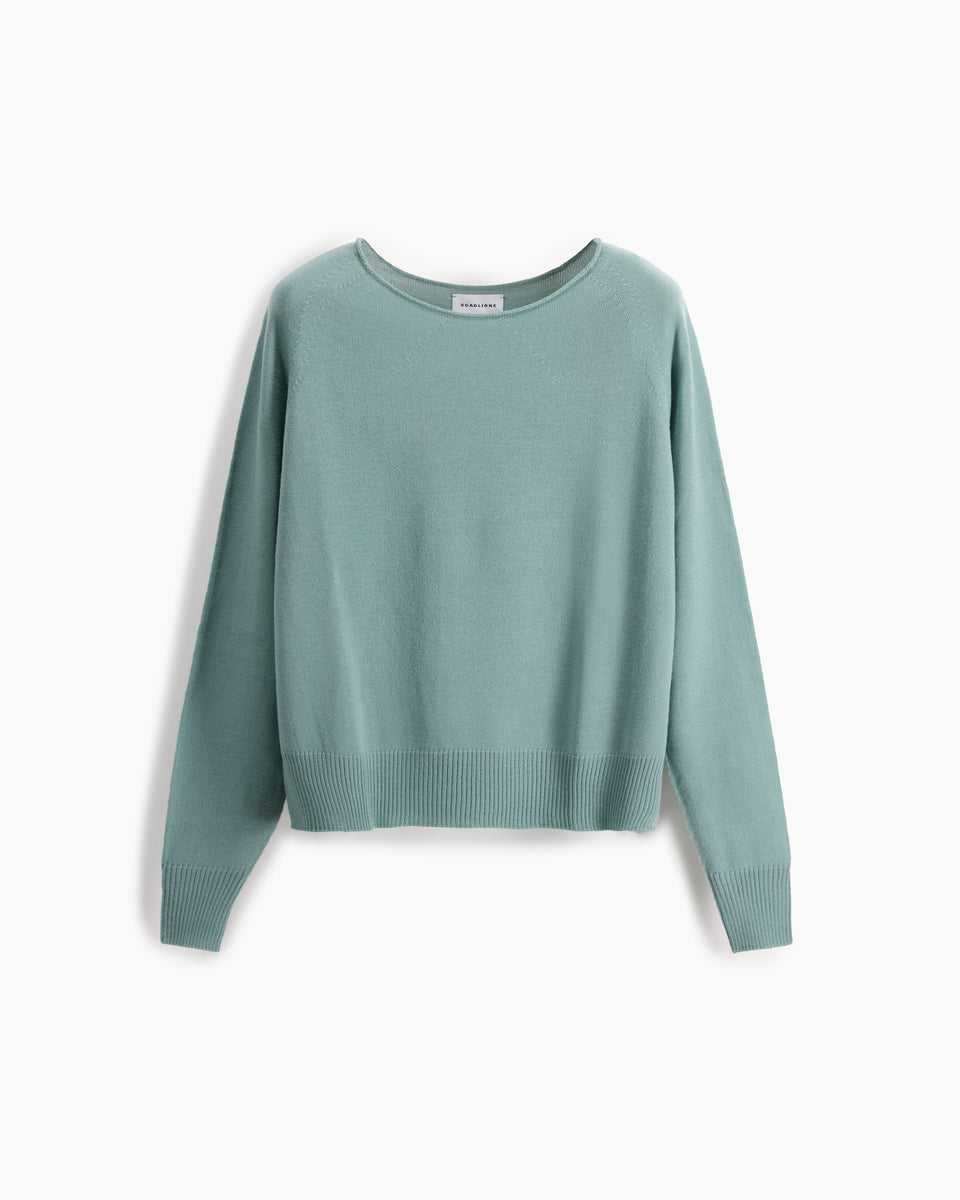 SEAMLESS MERINO BOAT NECK LAKE – SCAGLIONE