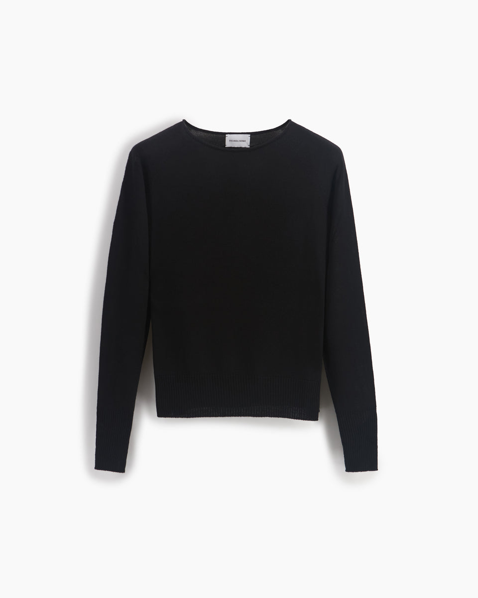 BOAT NECK LIGHT MERINO BLACK – SCAGLIONE